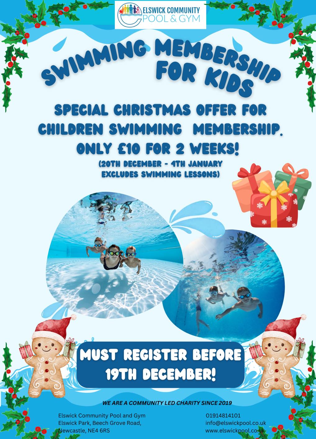 Child Christmas Swim Membership - Elswick Pool and Gym